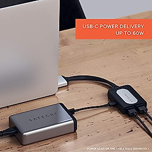 Satechi Aluminum Type-C Dual HDMI Adapter 4K 60Hz with USB-C PD Charging - for M2/ M1 MacBook Pro/Air (Silver)