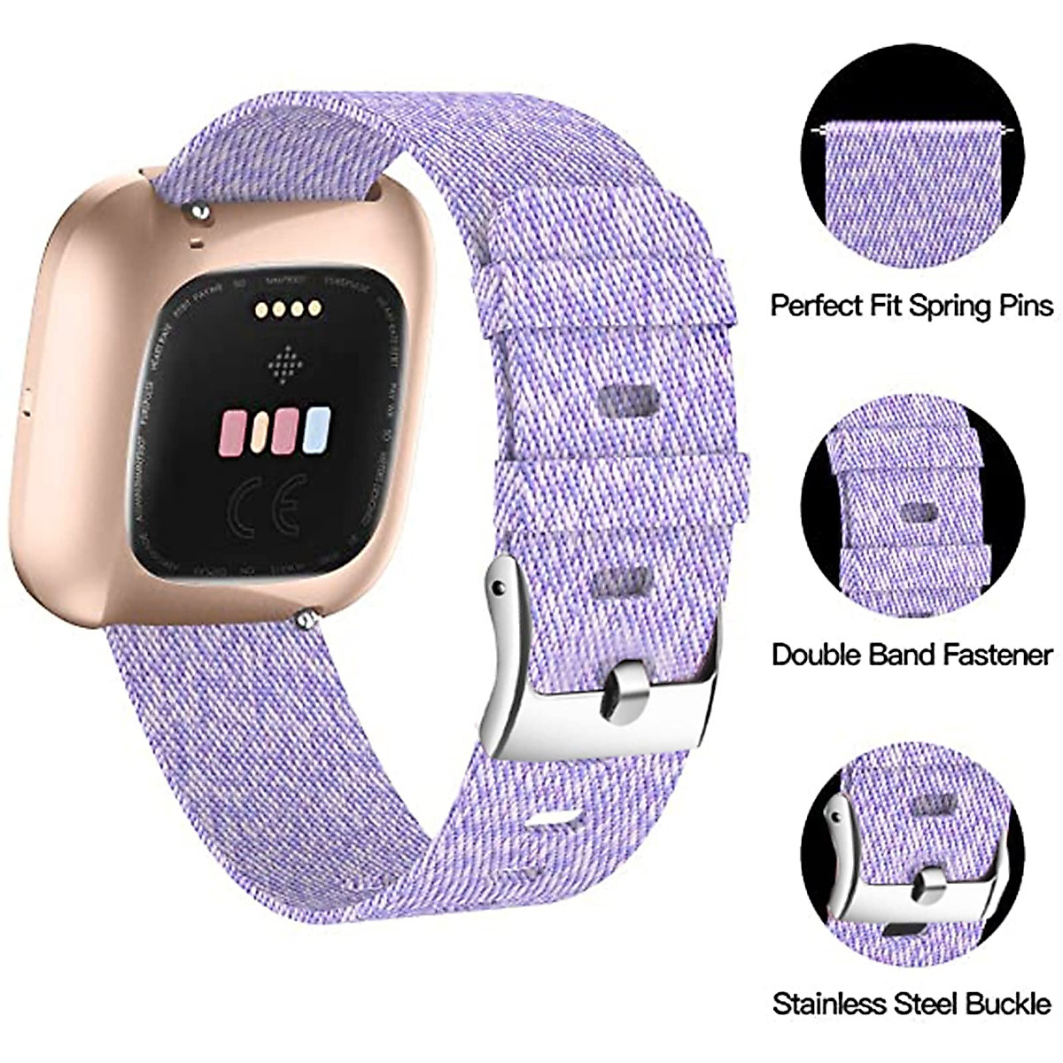 Lamshaw GT01 Smartwatch Band, Breathable Nylon Woven Fabric Replacement Accessory Strap Compatible for Dirrelo GT01 / LETSCOM GT01 1.55" / Hamile Smart Watch/Fitpolo GT01 Smartwatch (Purple)