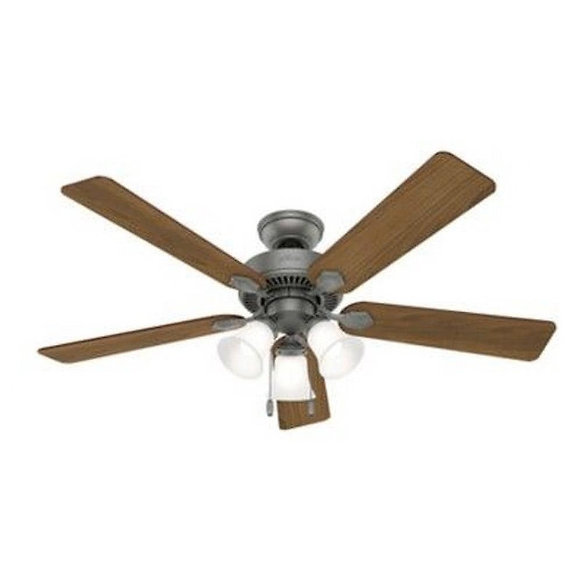 Hunter Fan Company, 50894, 52 inch Swanson Matte Silver Ceiling Fan with LED Light Kit and Pull Chain