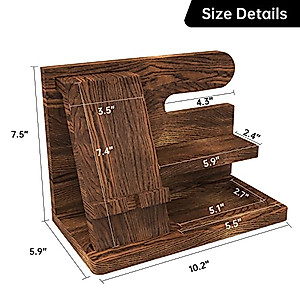 Gifts for Men Wood Phone Docking Station Gifts for Dad Birthday Dad Birthday Gift Dad Gifts Nightstand Organizer Key Wallet Holder Watch Holder Gift for Him Husband Anniversary Night Stand Organizers