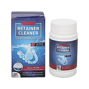 100PCS Retainer Cleaning Tablets, Denture Cleanser Tablets Denture Cleaning Tablets Removes Odor Oral Cleaning Retainer Cleaner for Aligner Mouth Night Guard