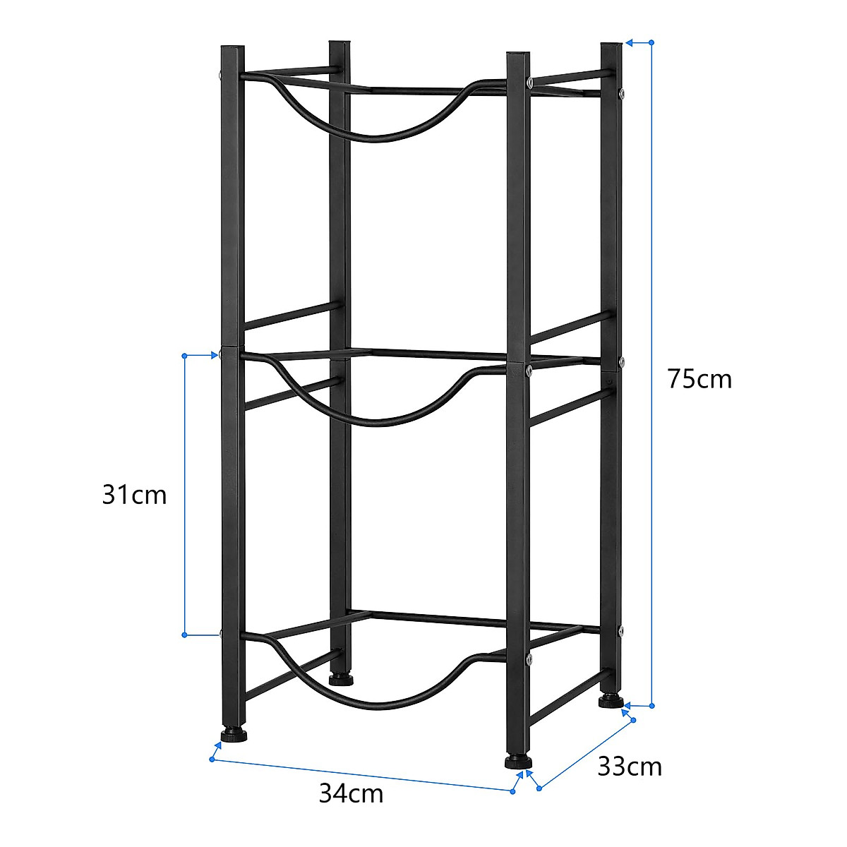 MOOACE 3-Tier Water Jug Rack, 5 Gallon Detachable Water Bottle Holder for Kitchen, Office, Home, Black
