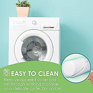 Cushy Form Neck Roll Pillow - Viscose of Bamboo Tube Pillow w/Washable Cover - Memory Foam Cylinder Pillows for Spine Discomfort, Yoga, Bed - Bolster & ﻿Travel Pillow