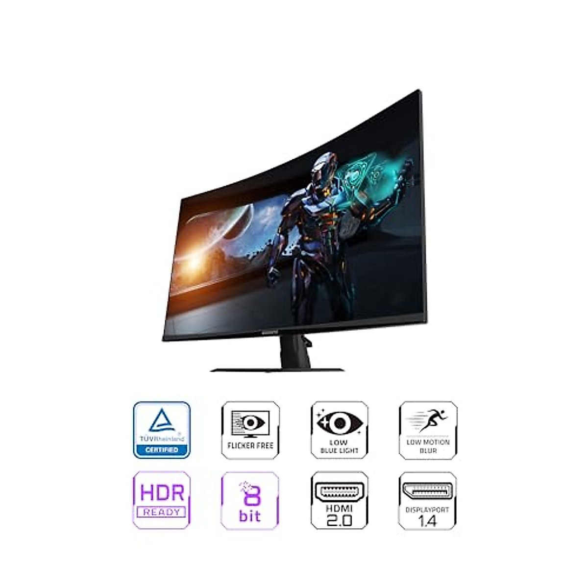 GIGABYTE GS32QC 31.5" 165Hz 1440P Curved Gaming Monitor, 2560x1440 VA 1500R Display, 1ms (MPRT) Response Time, HDR Ready, 1x Display Port 1.4, 2X HDMI 2.0,Black