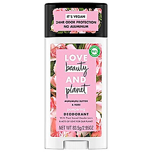 Love Beauty And Planet Deodorant, Murumuru Butter and Rose, 2.95 Oz