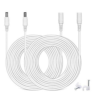 DC Power Extension Cable, 33ft 2Pack 2.1mmx5.5mm DC Plug Power Supply Adapter Extension Cord 20AWG Power Cord Compatible with 12V,24V Wireless CCTV IP Security Camera,Led Strip Lights(2pcs White)
