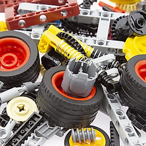 Habow 852pcs Technic-Parts Gears-Axle-Pin-Connector Compatible with Lego-Technic, Shock-Absorber Wheels Chain Link Frame Joints Differential Engine Kit. MOC Pieces for Toy Building Sets