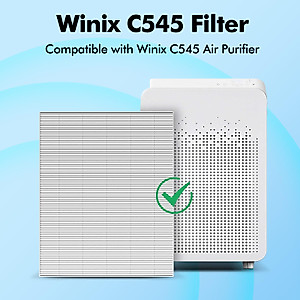 4 Pack C545 HEPA Replacement Filter S Compatible with Winix C545 Air Purifier, for Winix C545 Replacement Filter, H13 Ture HEPA Filter, Part# 1712-0096-00 and 2522-0058-00