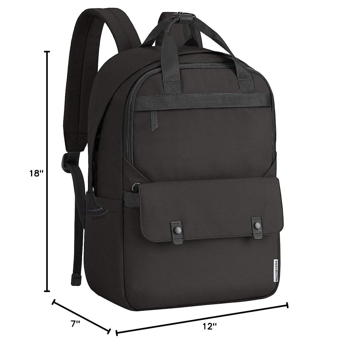 Travelon Origin-Sustainable-Anti-Theft-Large Backpack, Black, One Size