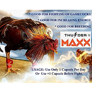 Thunder New Max Vitamins Health Supplement Capsules Rooster Booster Chicken Increasing Energy Formula Feed Cock Fighting Gamecocks, Good Breeding, Stronger & More Power, Healthy 90 Capsules Hen Food