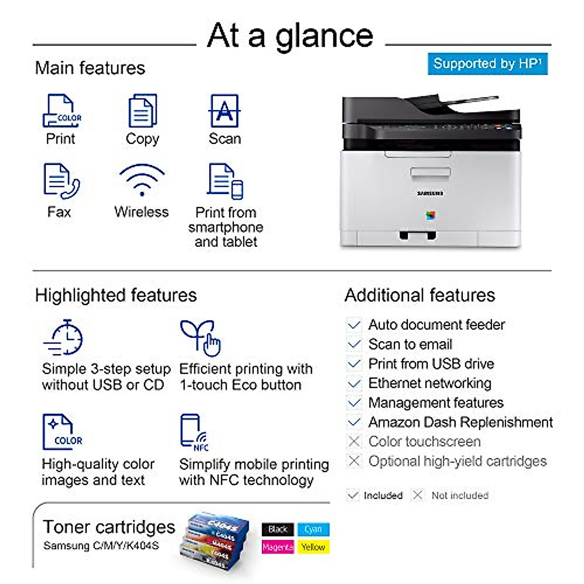 HP Samsung Electronics Xpress SL-C480FW/XAA Wireless Color Printer with Scanner, Copier & Fax (SS256H)