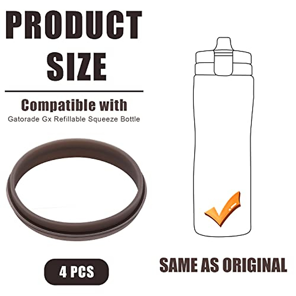 4pcs Bottle Gasket Replacement Compatible with Gatorade Water Bottle, Silicone Lid Seal Replacement for Gatorade Gx Seal Replacement Accessory Part for 30oz Gatorade GX Pods