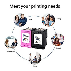 BJ Remanufactured Ink Cartridge Replacement for HP 61XL 61 XL to Use with Envy 4500 5531 5530 Deskjet 1010 3050A 1056 3510 2540 Officejet 4635 4630 4632 Printer (1 Black,1 Color)