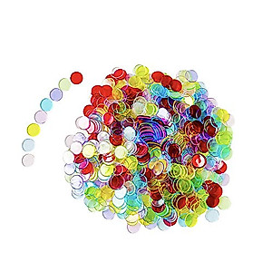 SEETOOOGAMES 1000 Pieces 3/4 inch Transparent 8 Color Bingo Counting Chips Plastic Markers