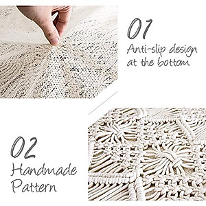 Mkono Macrame Rug Boho Area Rugs Cotton Woven Small Carpets with Tassels for Bedroom Living Room Bathroom Entryway Nursery Home Decor, 35" L x 24" W