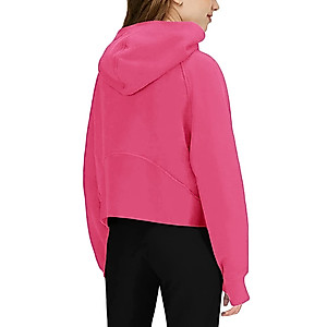 Girls' Hoodies Sweatshirts Half Zipper Pullover Crop Tops for Teen Girls Long Sleeve Sweater Thumb Hole Pink Red