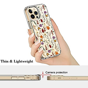 ICEDIO for iPhone 13 Pro Max Case with Screen Protector,Slim Fit Crystal Clear Cover with Fashionable Designs for Girls Women,Protective Phone Case 6.7" Orange Purple Floral