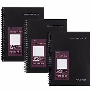 Cambridge Limited Professional Spiral Notebook NEW BUSINESS ADDITION, 3 Pack, Legal Ruled, 6-5/8" X 9-1/2" Page Size, 80 Sheets, Wirebound Office journal & Notebook for Women & Men, Black. CAM10-402