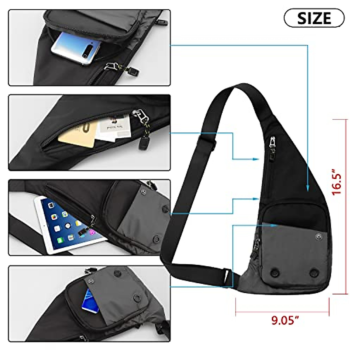 LPPJY Sling Bag Chest Shoulder Backpack Crossbody Bags for Men Women Casual Daypack Travel Outdoors (Grey)