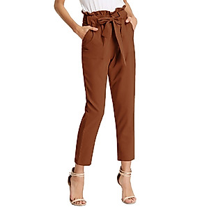 GRACE KARIN Women's Petite Skinny Dress Pants for Office Work Career Pants Lightweight Slim-Fit S Brown