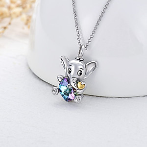 AOBOCO Elephant Urn Necklaces for Ashes Sterling Silver Heart Cremation Memorial Keepsake Necklace Jewelry Gifts for Women