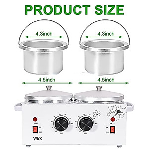 Double Wax Warmer, Professional Electric Wax Heater Machine Dual Paraffin Facial Skin SPA Equipment with Adjustable Temperature Set