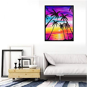 DIY 5D Diamond Painting by Number Kit,Crystal Rhinestone Diamond Embroidery Paintings Cross Stitch for Home Wall Decor Rainbow Coconut Tree,11.8 x 15.7 inch
