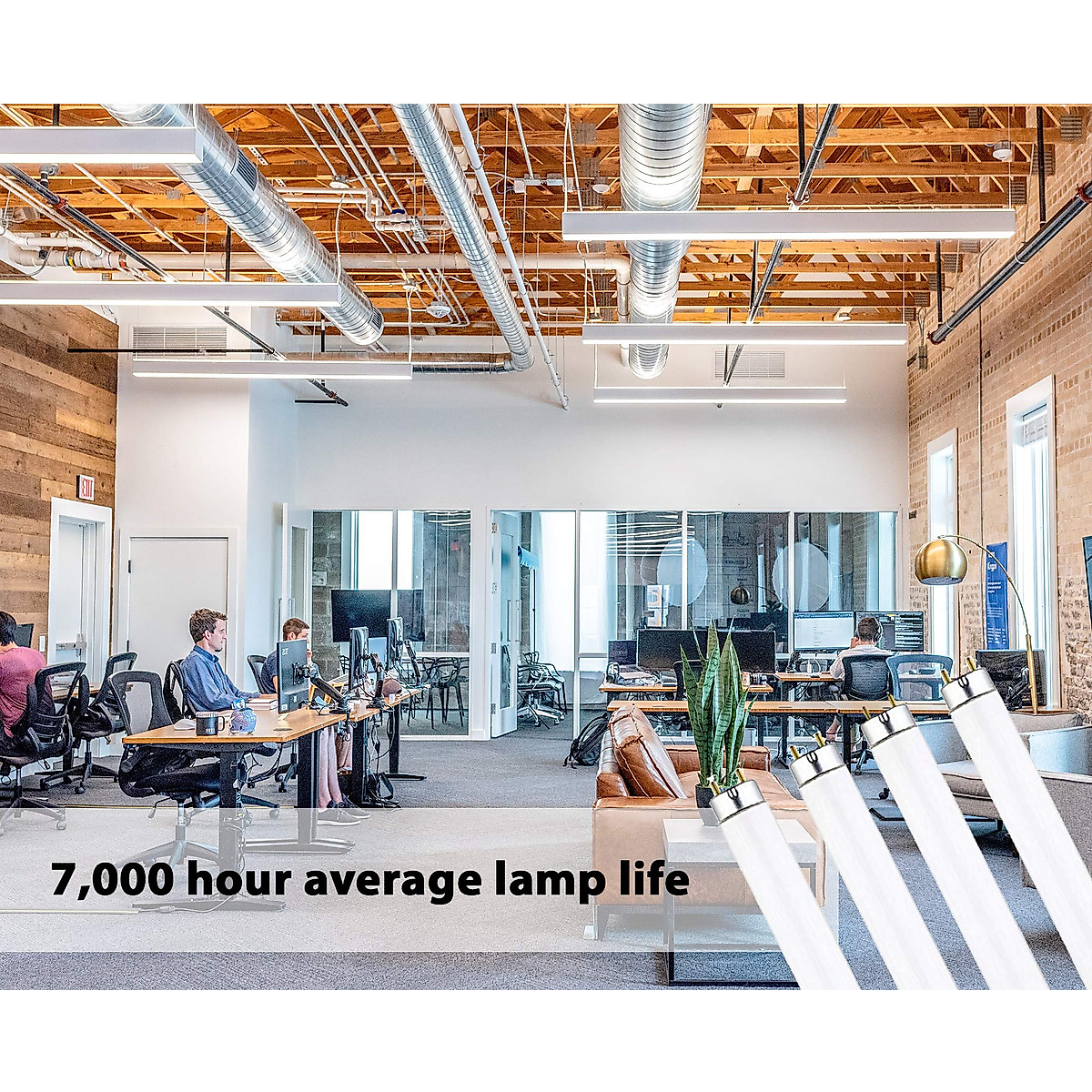 DYSMIO F32T8 32-Watt 48-inch Tube Light Bulb, 6500K, 2850 Lumen, Daylight, G13 Medium Bi-Pin Base T8 Fluorescent Light Bulb - Pack of 4