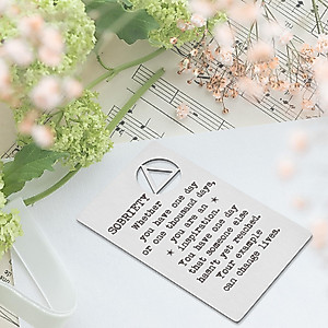 clesellix Sobriety Gifts for Women Men, Sobriety Gift Card Metal Wallet Insert Card, Addiction Recovery Gift AA Gift NA Gift 12 Step Gifts, Sober Anniversary Birthday Christmas Keepsake WSOC1