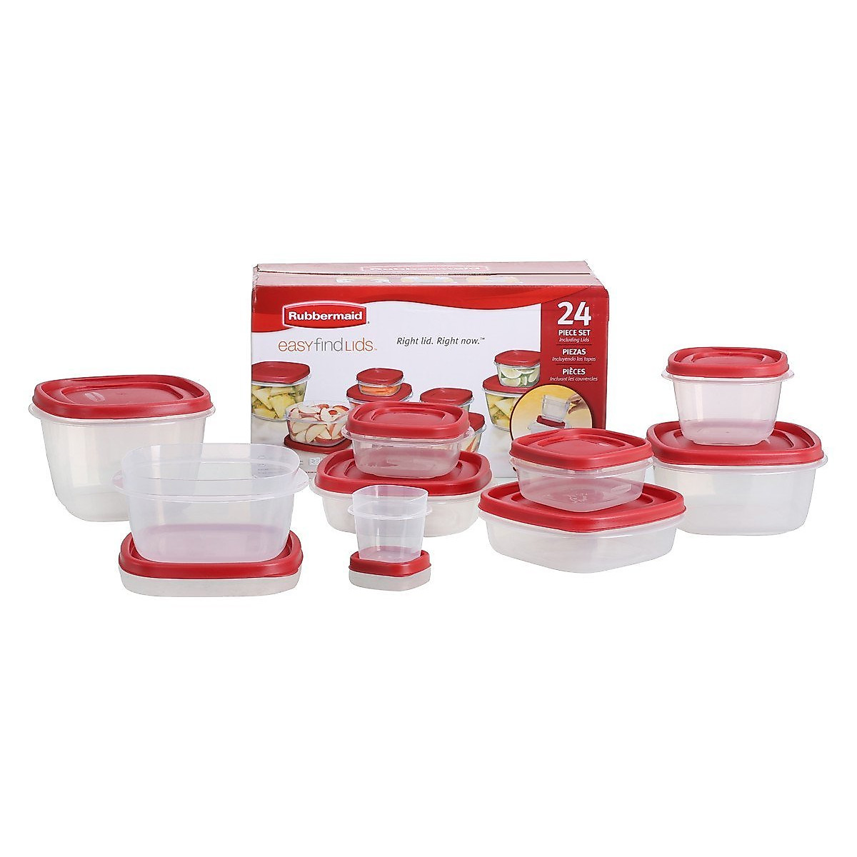 Rubbermaid Easy Find Lids Food Storage Containers, Racer Red, Set of 24 7J98