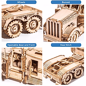 rowood Model Car Kit to Build,3D Wooden Puzzle, Scale Mechanical Vehicle Model Building Kits, Best Toys Gift for Adults & Teens - Heavy Truck