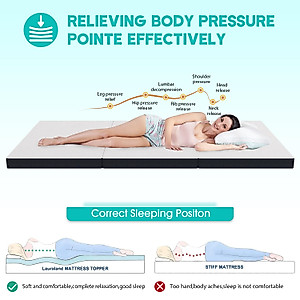 Tri Fold Memory Foam Mattress 4 inch Folding Mattress Topper Portable Foldable Memory Foam Mattress Non-Slip Bottom Breathable Mattress Guest Bed with Zipper Washable Cover CertiPUR-US Certified, Twin