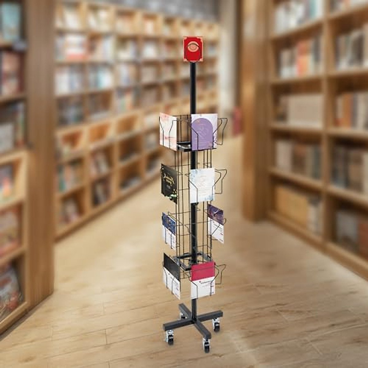 HuaShuani 16 Pockets Greeting Card Rack, Postcard Rotating Display Metal Stand, Pocket Rotating Holder, Suitable for Gift Shops, Craft shows and Supermarkets