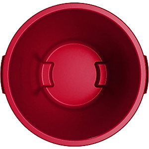 SPARTA Bronco Waste Container Trash Container, Round Trash Bin for Disposal, 10 Gallons, Red, (Pack of 6)