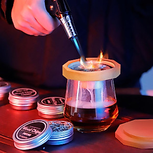 Cocktail Smoker Kit with Butane Torch Old Fashioned Cold Smoker for Cocktail, Whiskey, Wine, Bourbon , Cheese, Meat and More, Cocktail Smoking Kit Wood Shavings