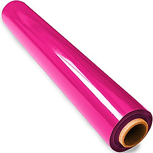 FIESTA WRAPS 200 ft Pink Cellophane Wrap Roll (16 in x 200 ft) - Cellophane Wrap Pink - Pink Clear Wrap - Cellophane Roll Pink - Pink Cello Wrap - Colored Cellophane Roll - Pink Transparent Paper