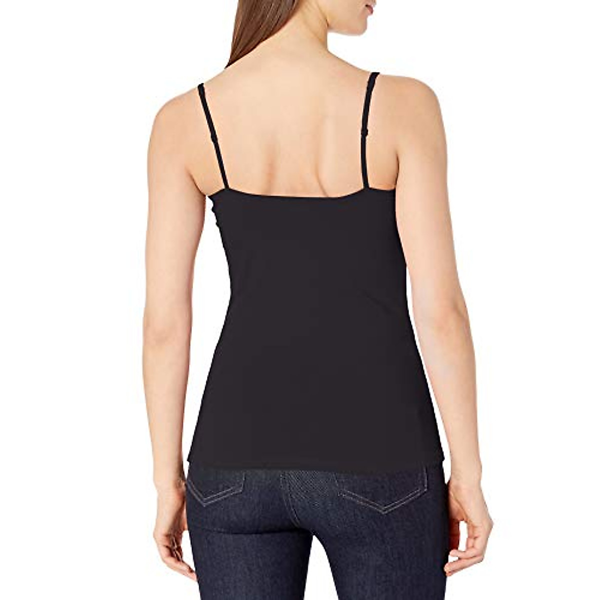 Amazon Essentials Women's Slim-Fit Camisole (Available in Plus Size), Pack of 4, Black/Navy/Cherry Red, Medium