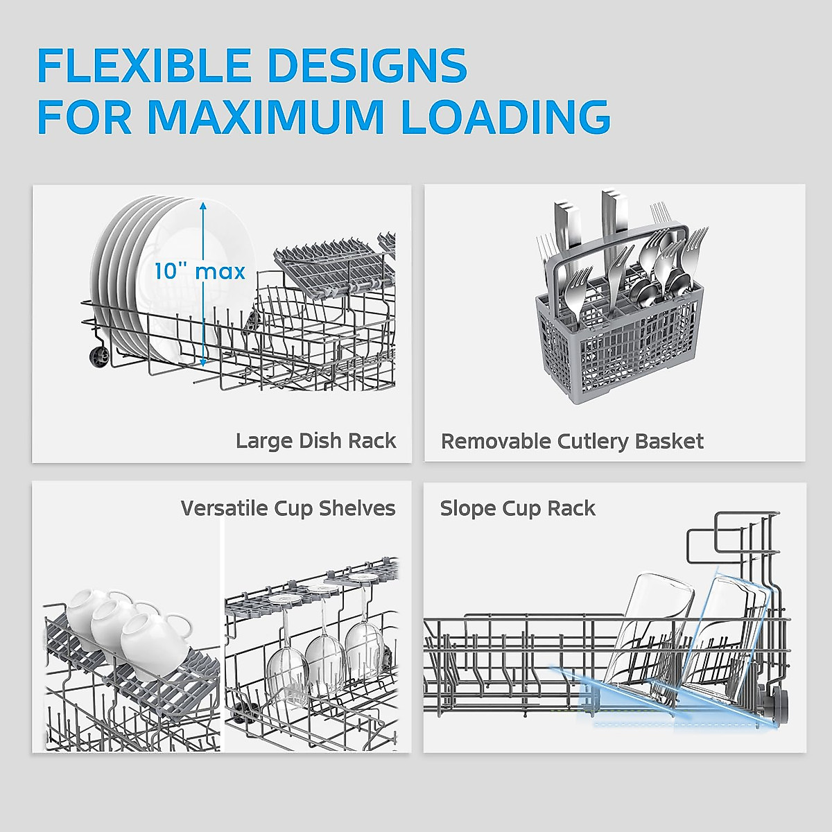 Midea MDC22P1AWW Energy Star Portable Dishwasher, 6 Place Settings & 8 Washing Programs, Speed, Baby-Care, ECO& Glass, Dish Washer for Dorm, RV& Apartment, White