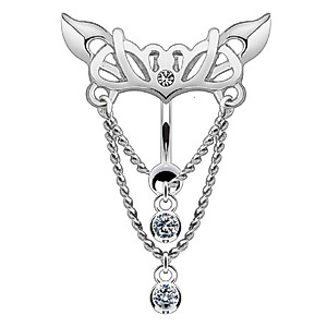 Belly Button Ring Reverse Tribal W/cz Ho800 14g 3/8'' [Jewelry]