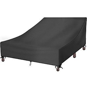 Double Chaise Lounge Cover, 420D Oxford Chaise Lounge Covers Outdoor Waterproof Protective Patio Double Wide Chaise Lounge Chair Dustproof Cover 82"L X 58"W X 34"H, Black