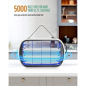 Buzbug Electric Bug Zapper 5000 Sq. Ft. Modern and Stylish 20W Insect Killer Indoor, Fly Mosquito Insect Zapper for Home Kitchen Restaurant Bakery Balcony Garage Patio Office Warehouse (White)