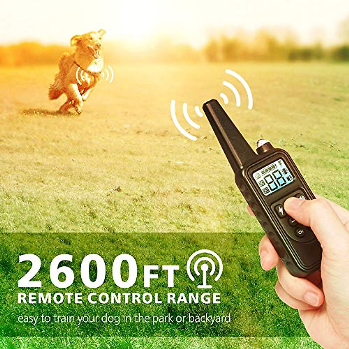 F-color Dog Training Collar 2600FT Dog Shock Collar for Large Medium Small Dogs Breed with 4 Modes Light Beep Vibration Shock Waterproof Rechargeable Shock Collar for 3 Dogs