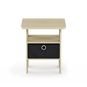Furinno Andrey End Table / Side Table / Night Stand / Bedside Table with Bin Drawer, Steam Beech/Black