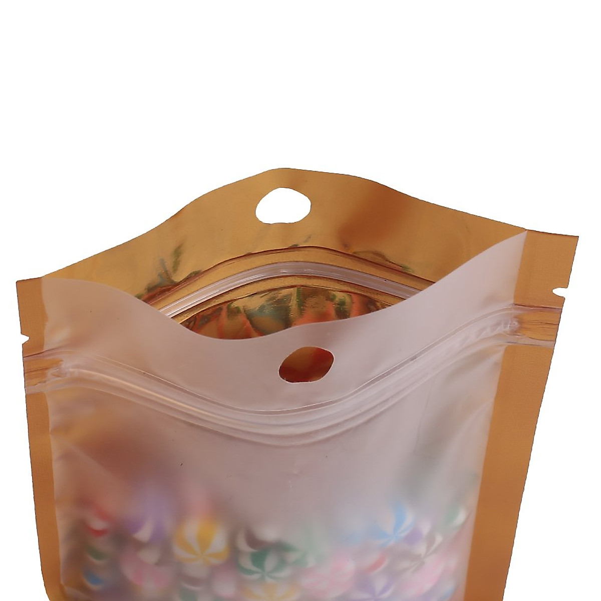 100PCS Clear/Color/Silver Mylar Foil Flat Ziplock Bags (12x22cm (4.7x8.6"), Gold)