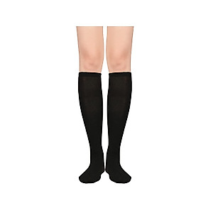 Century Star Knee High Socks Compression Socks for Women Athletic Running Casual Long Tube Socks with Triple Stripes 1 Black One Size