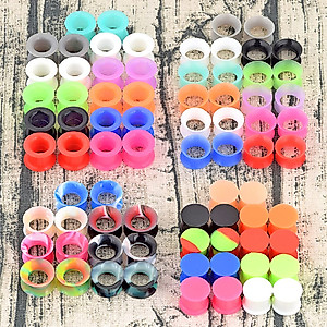 Beautidots 100pcs Colorful Silicone Ear Gauges Plugs Double Flared Ear Tunnels Stretchers Ear Piercing Jewelry 00g
