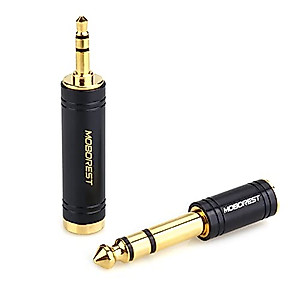 MOBOREST 3.5mm M to 6.35mm F Stereo Pure Copper Adapter, 1/8 Inch Plug Male to 1/4 Inch Jack Female Stereo Adapter, Can be Used Conversion Headphone adapte, amp adapte, Black Fashion 2-Pack