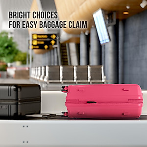 Feelway Travel 3-Piece Hard Side Luggage Set Durable, Expandable Design with 360° Double Spinner Wheels, TSA Lock, Telescopic Handle, Secure Zipper (Pink, Set of 3 (20", 24", 28"))