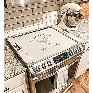 Josephine Thomas Home Noodle Board Distressed Ivory Farmhouse Kitchen - Stove Cover