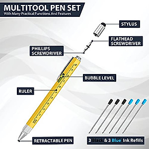Multitool Pen Set Unique Mens Gifts for Birthday,Christmas, Valentines, Stocking Stuffers for Men,Cool Gadgets Woodworking Tool Gifts for Men Who Have Everything